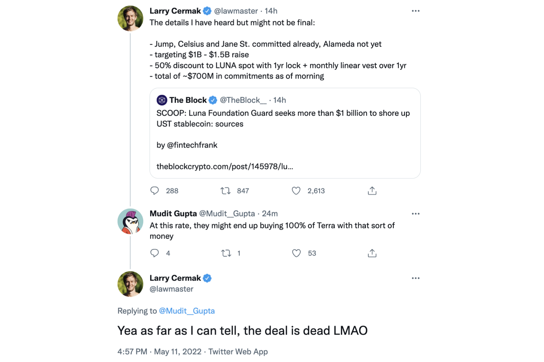 The Block Research Director: LFG's Over $1 Billion Funding Plan Has Failed